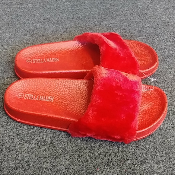 Shoes | Red Fur Rubber Sole Slip On | Poshmark